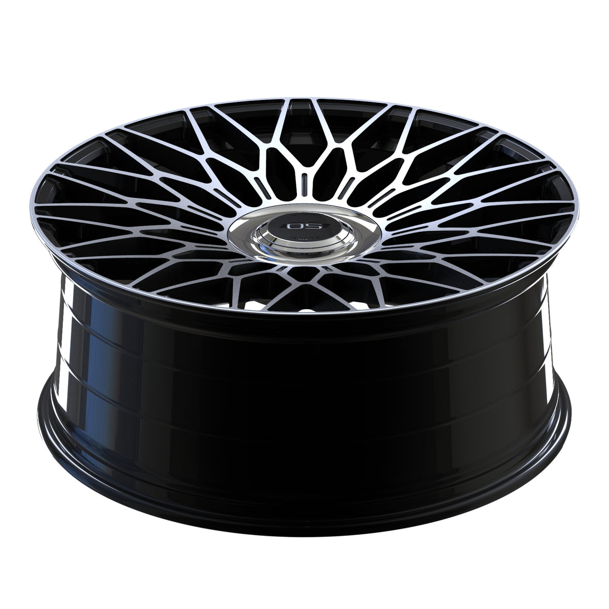 OS Wheels FF01 Flow Forged Gloss Black Machined Face with Floating Cap ...